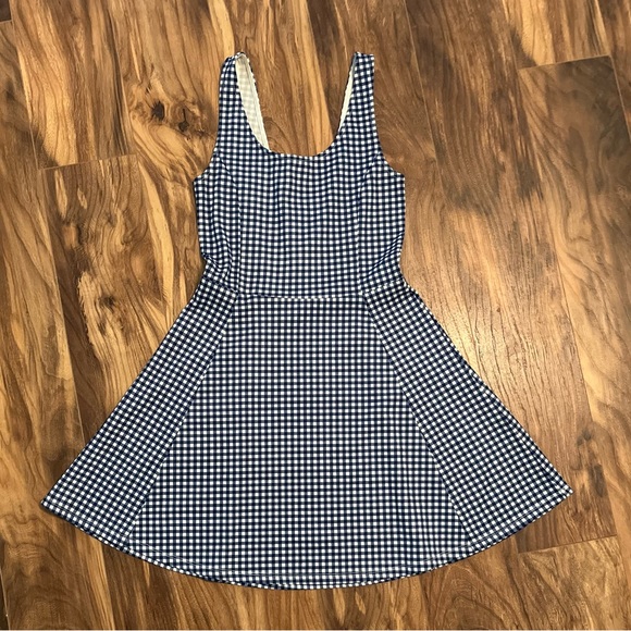 Dresses | Navy And White Checkered Mini Sun Dress | Poshmark